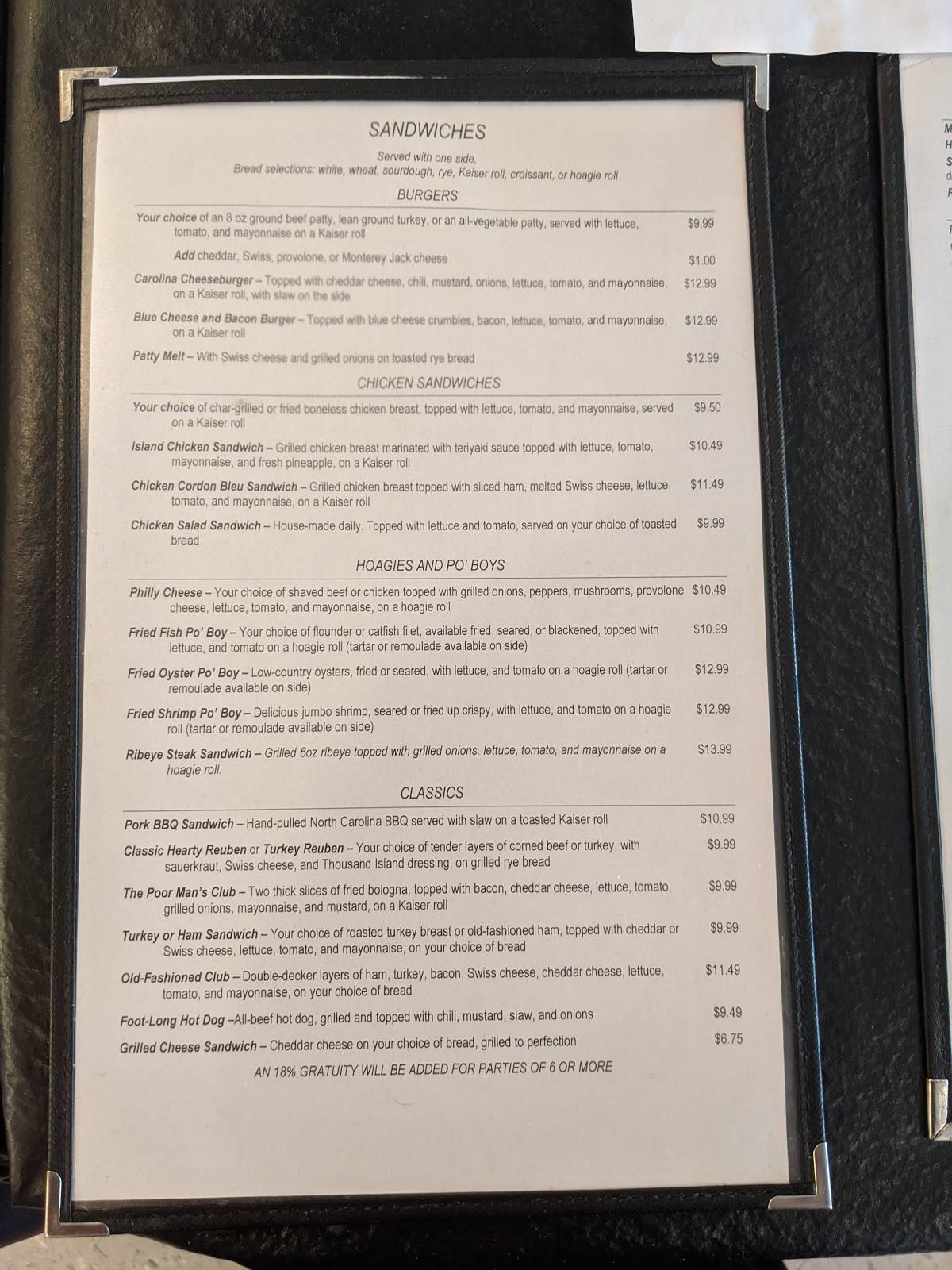 Menu at Hope Valley Diner restaurant, Durham, Shannon Rd