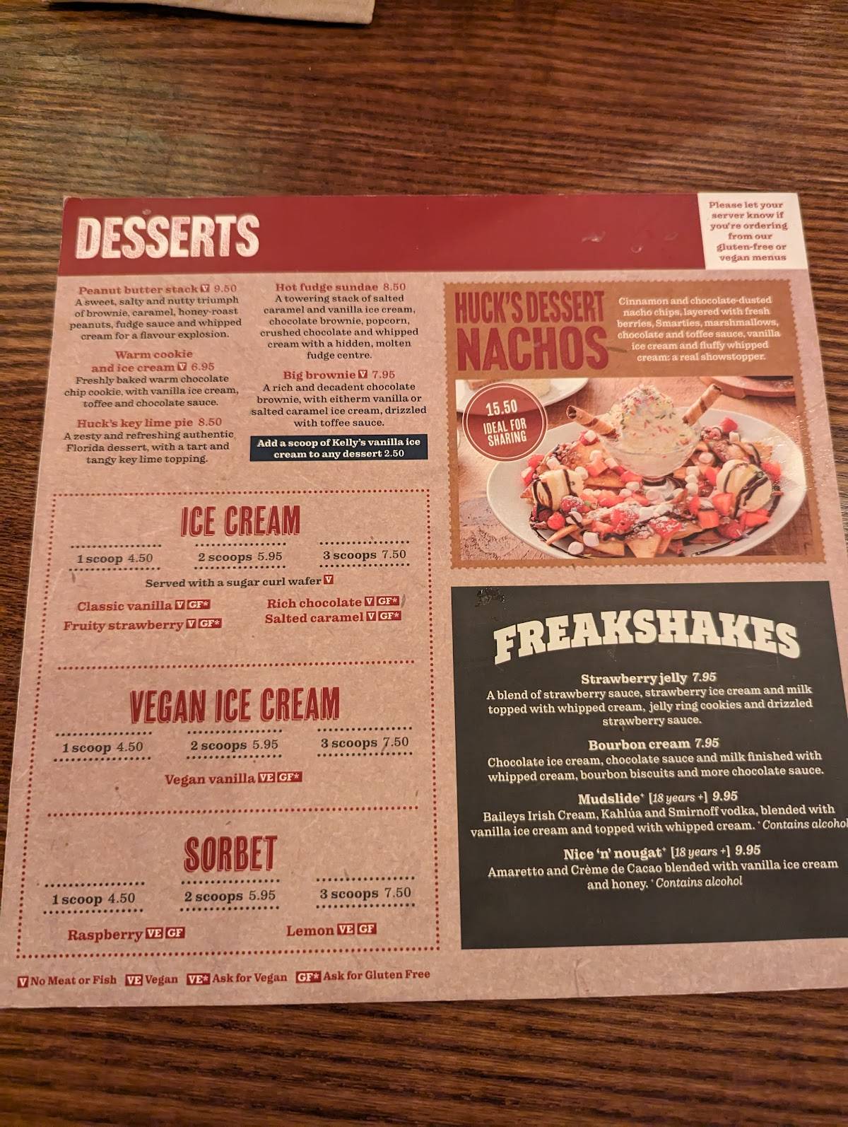 Menu at Huck's American Bar and Grill, Ireland, Center Parcs Longford ...