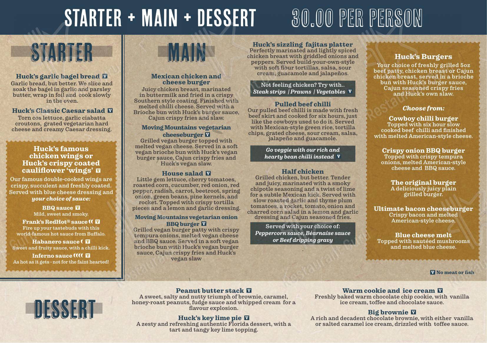 Menu at Huck's American Bar and Grill, Ireland, Center Parcs Longford ...
