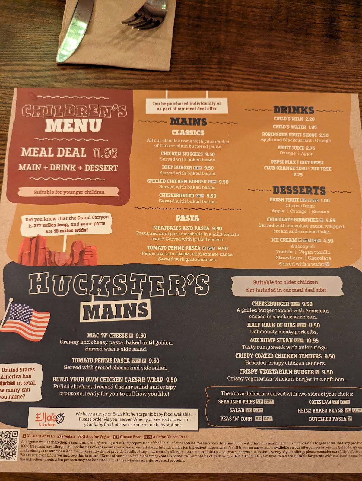 Menu at Huck's American Bar and Grill, Ireland, Center Parcs Longford ...