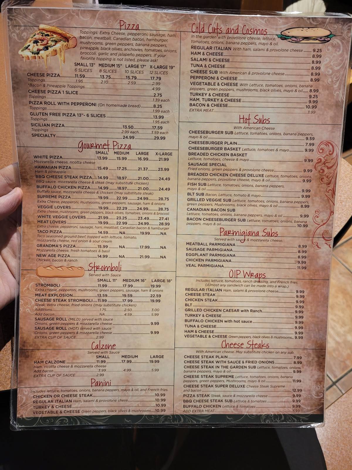 Menu at Original Italian Pizza pizzeria, Hughesville, 395 S Main St