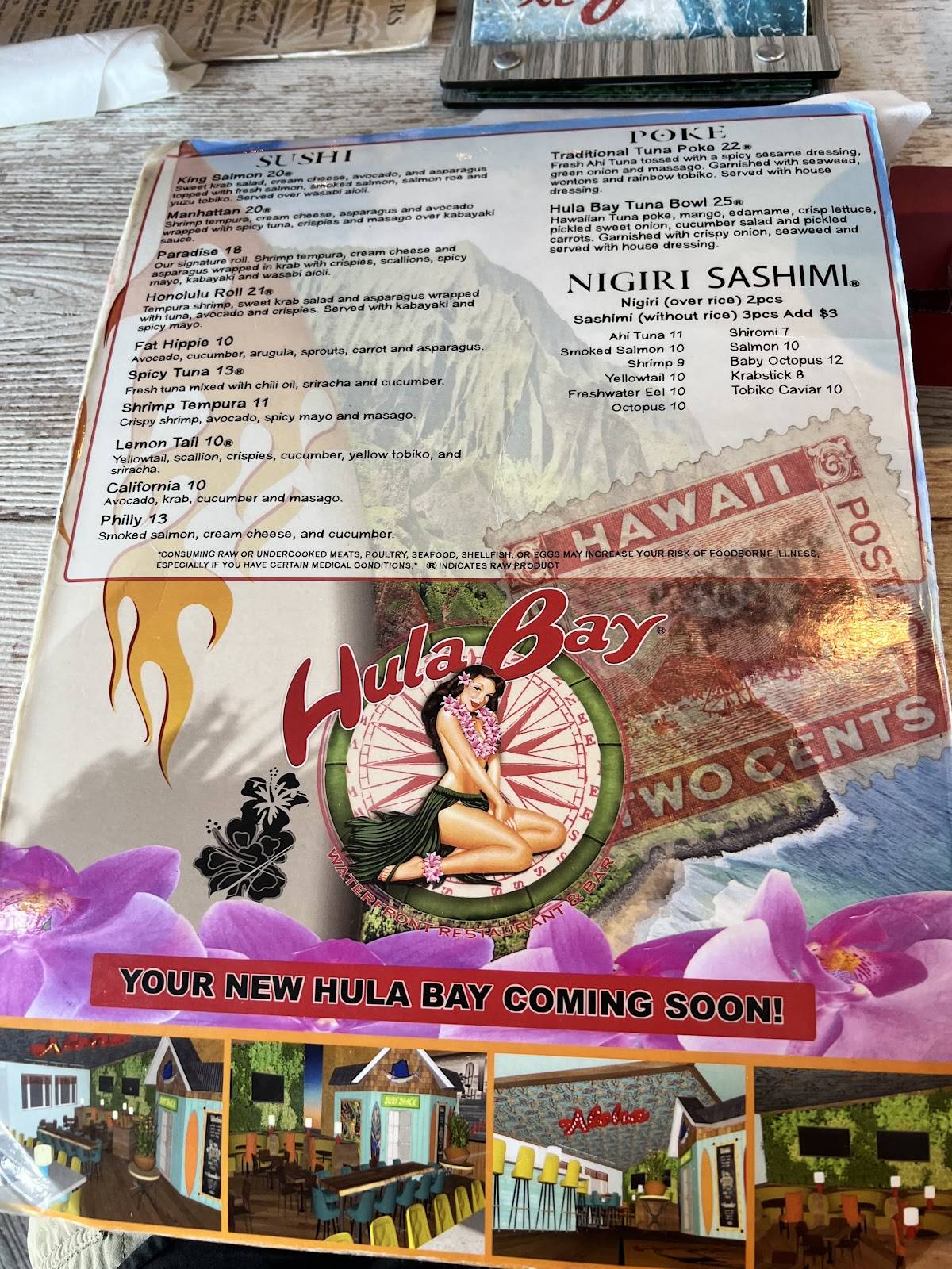 Menu at Hula Bay Club, Tampa
