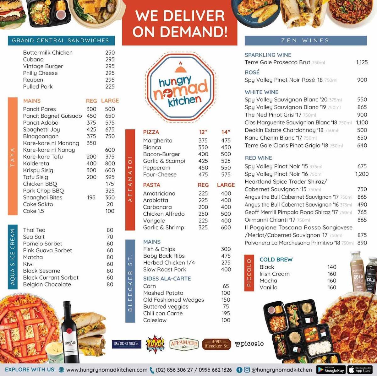 Menu at Hungry Nomad Kitchen restaurant, Makati
