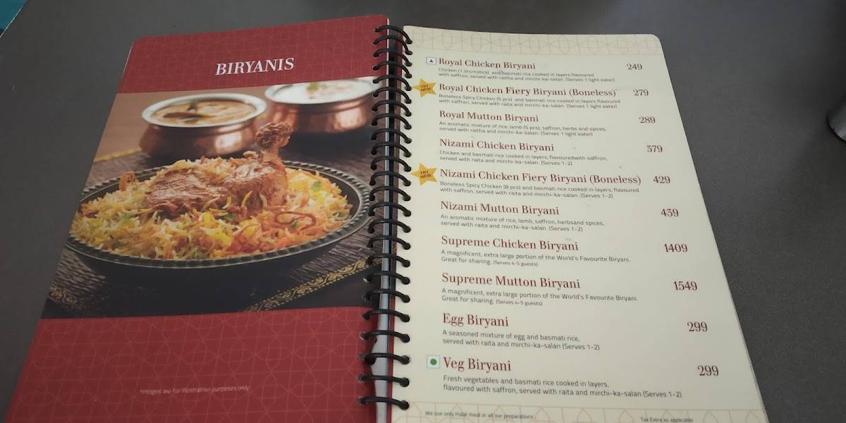Menu at Paradise Biryani Imax, Hyderabad, NTR Marg