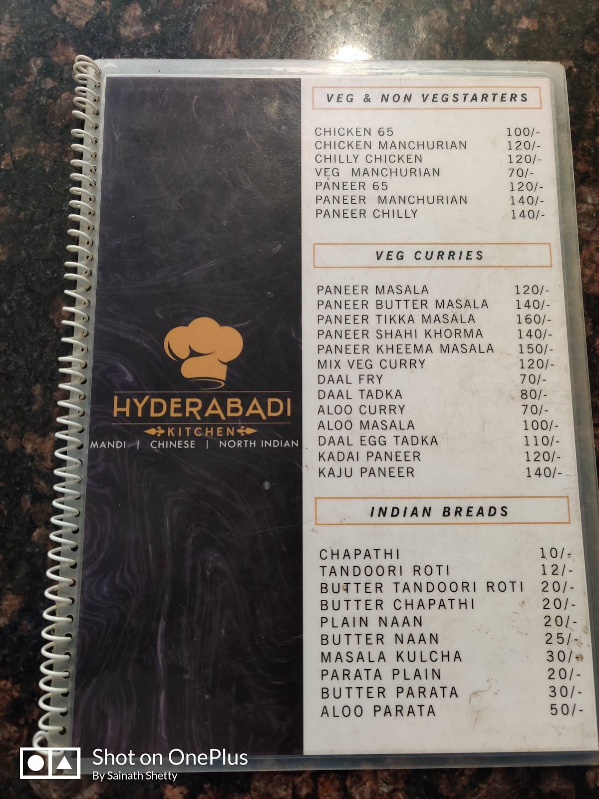 Menu at Hyderabadi kitchen arabian restaurant, Hyderabad