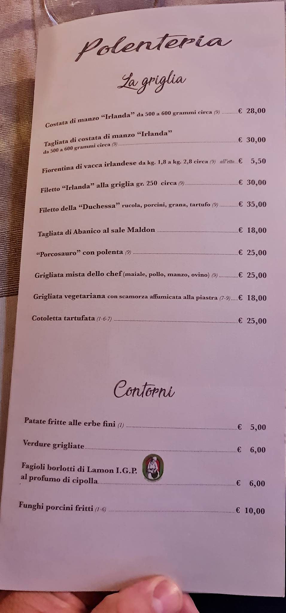 Menu da I Piaceri di Lucrezia ristorante, Ferrara