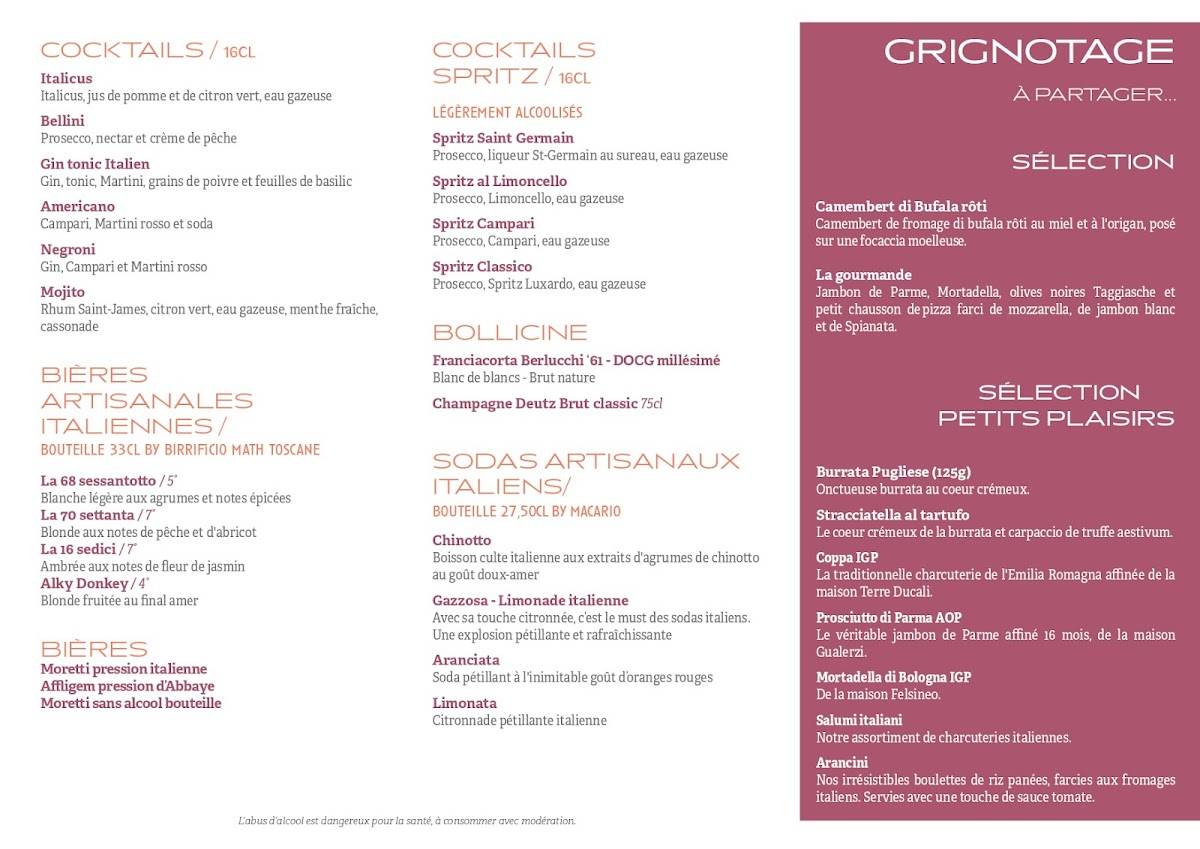Menu au IL RISTORANTE - Le restaurant Italien de Lille, Lille, 51 Rue ...