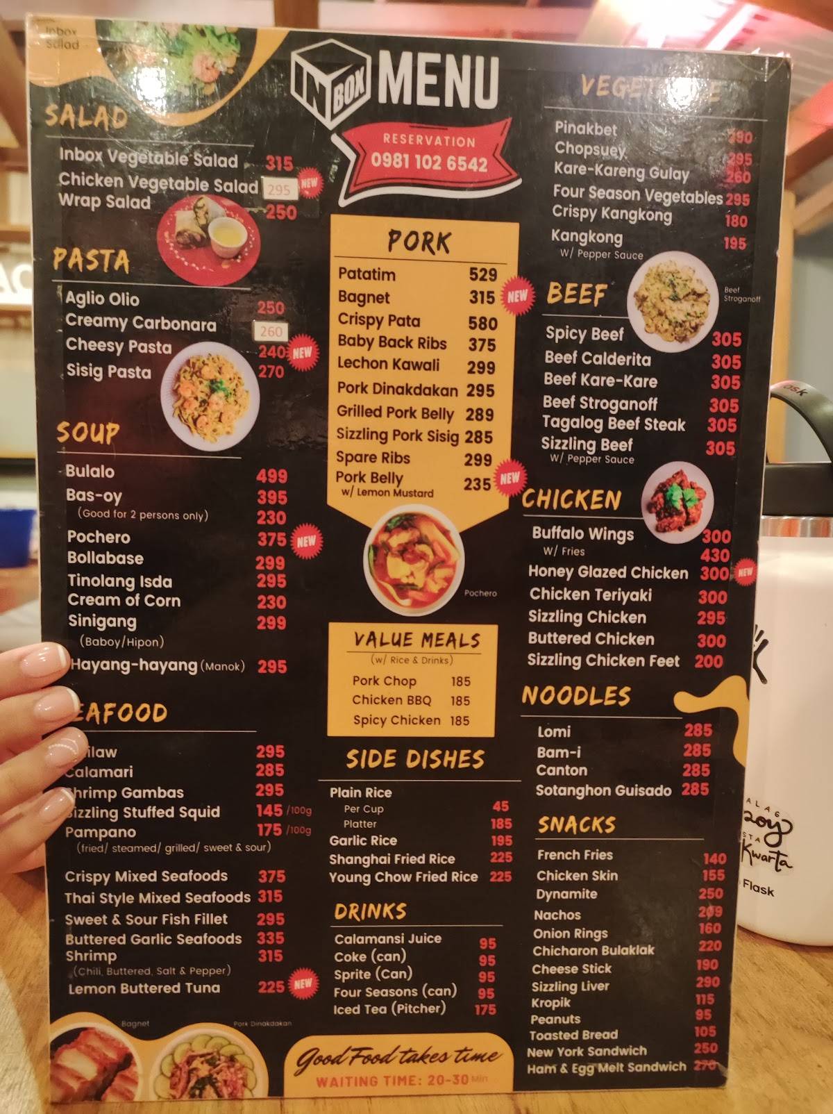 Menu at INBOX Restobar & KTV, Surigao City
