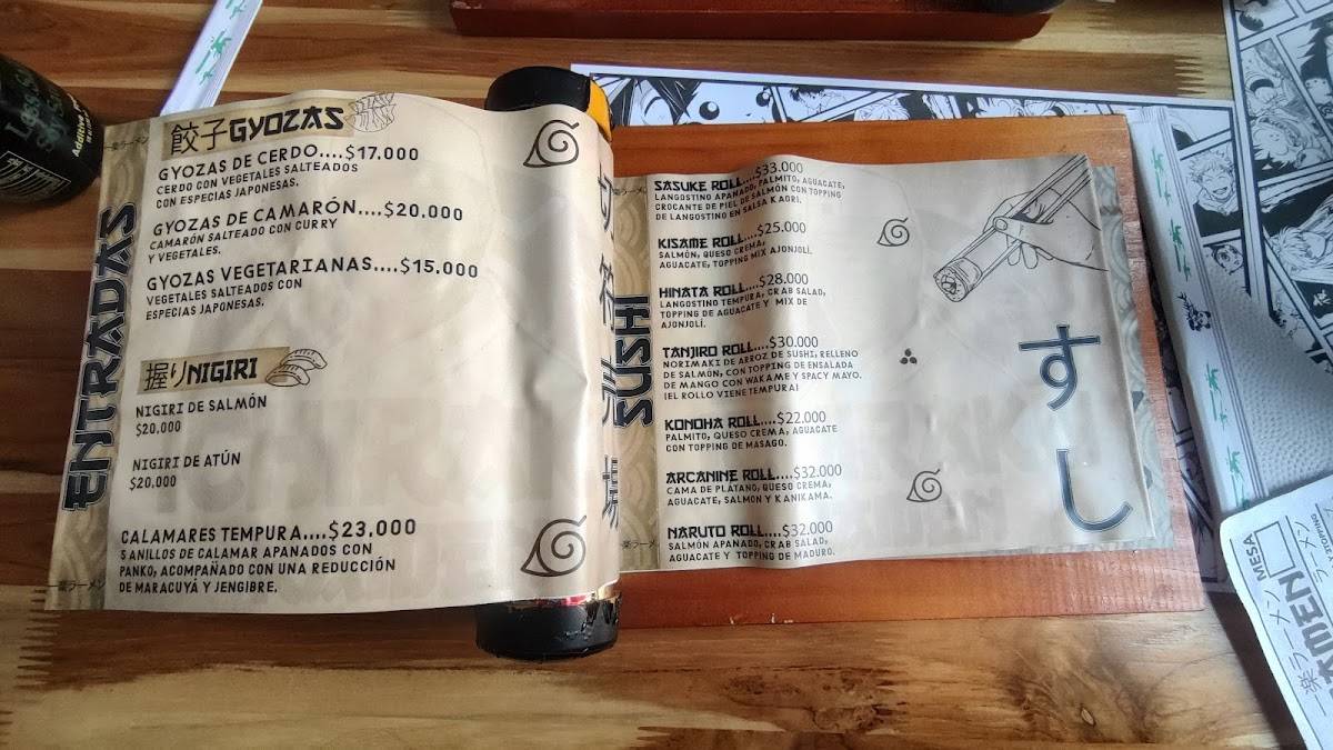 Carta del restaurante Ichiraku Ramen Bogotá, Bogotá