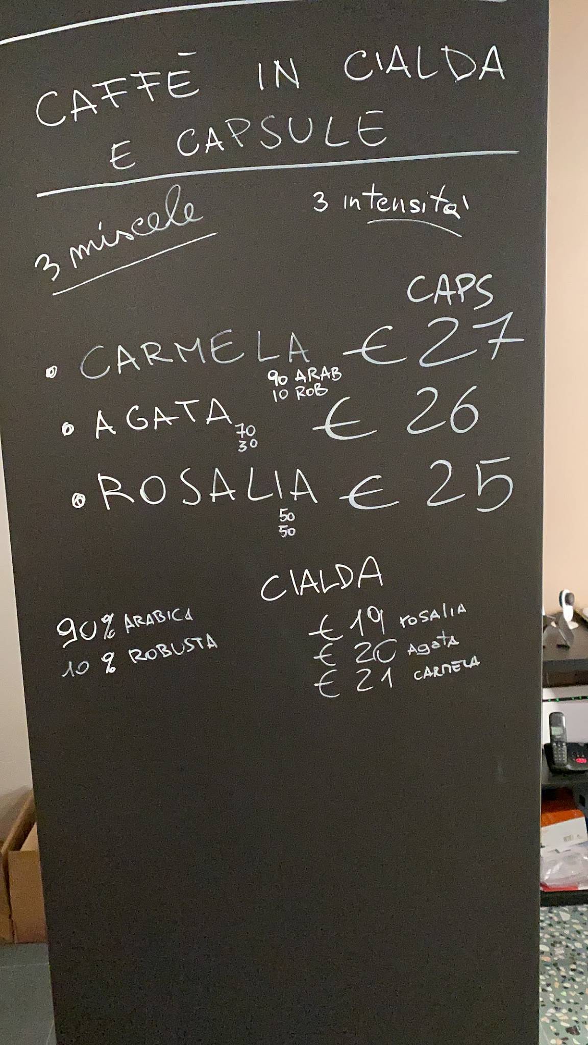 Menu da Idda Caffè Roma caffè bar, Roma