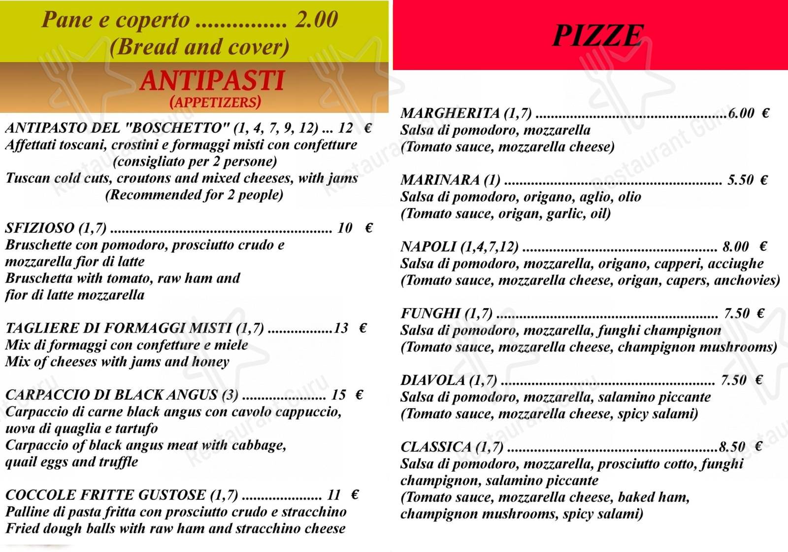 Menu da Il Boschetto di Chianni di Bianca ristorante, Chianni