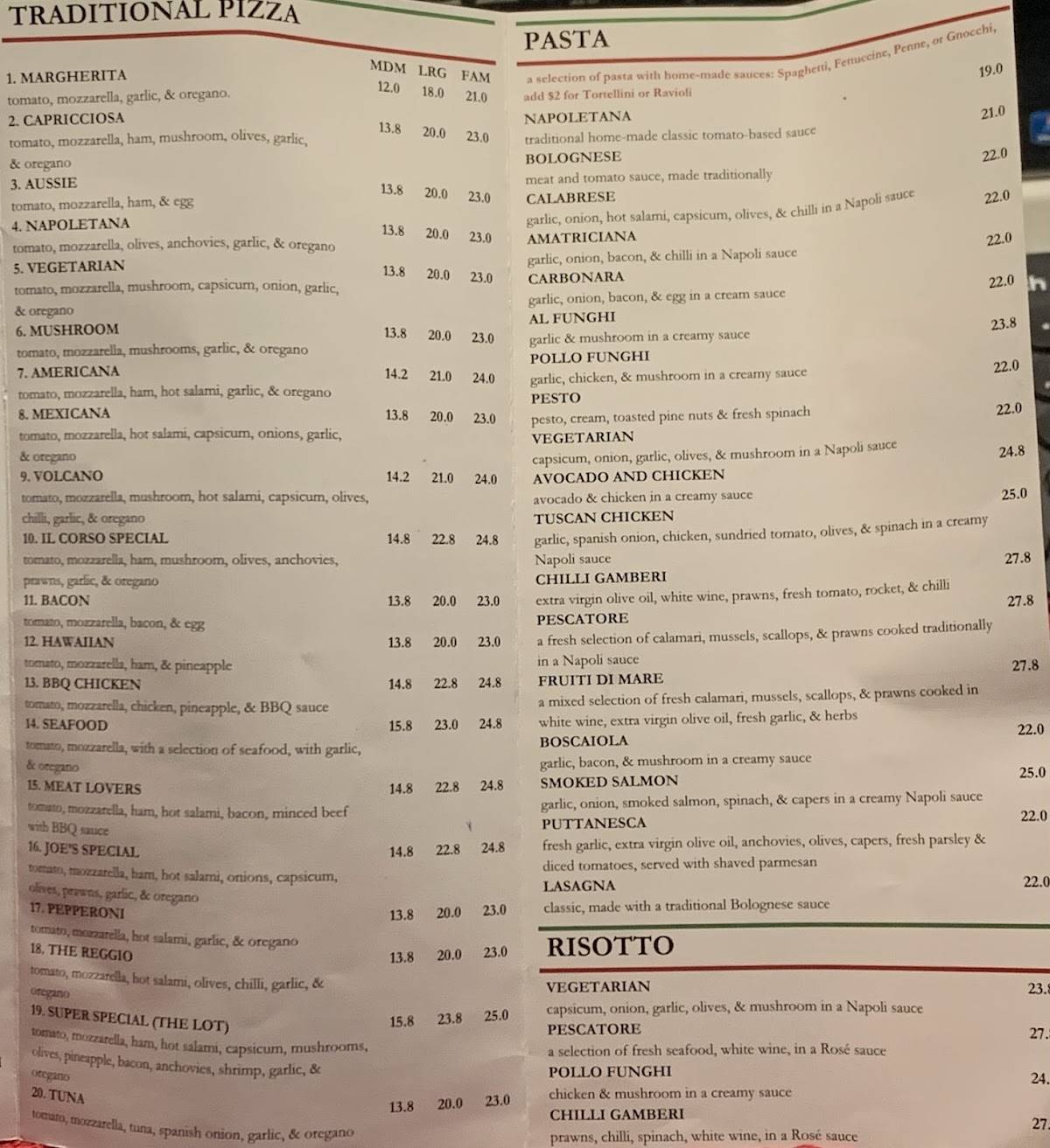 Menu at Il Corso Pizzeria & Restaurant, Laverton