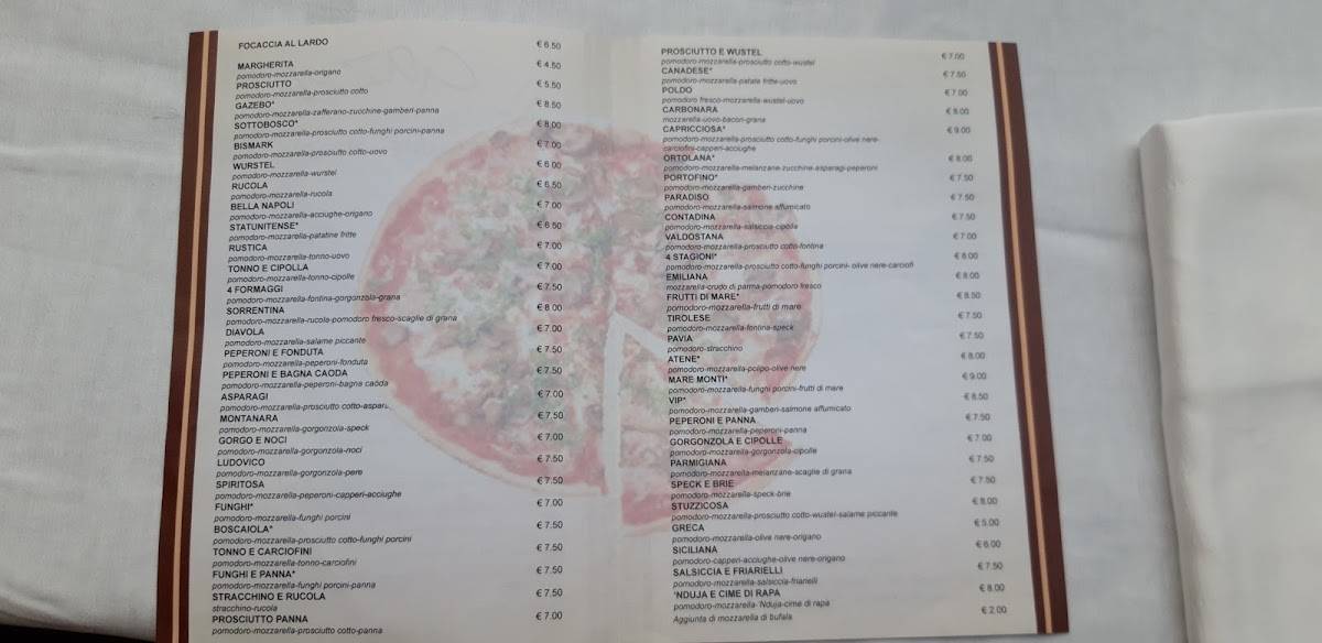 Menu da Il Gazebo ristorante, Giaveno