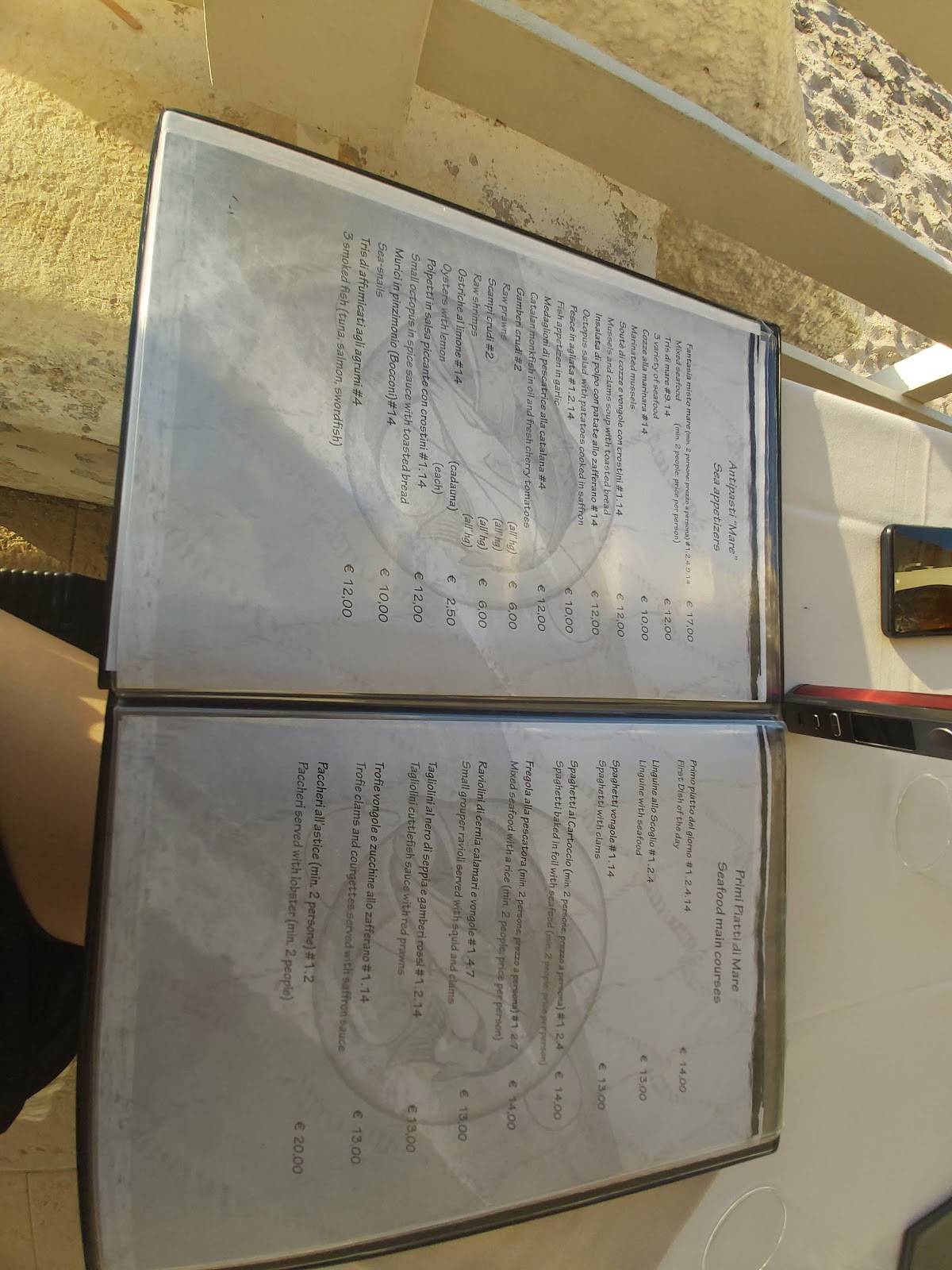 Menu at Il Pescatore Ristorante, Platamona