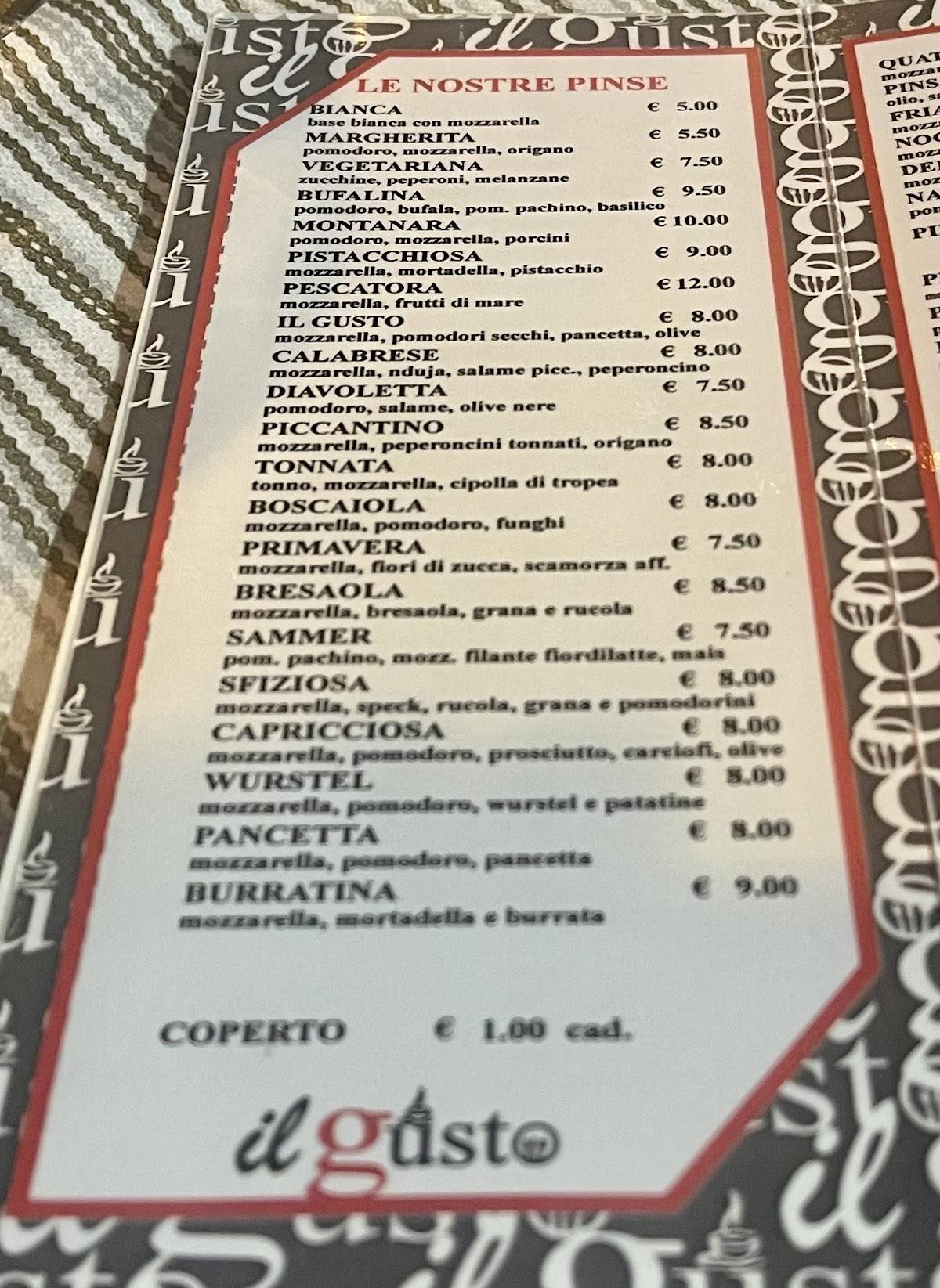 Menu da Il gusto ristorante, Gerace