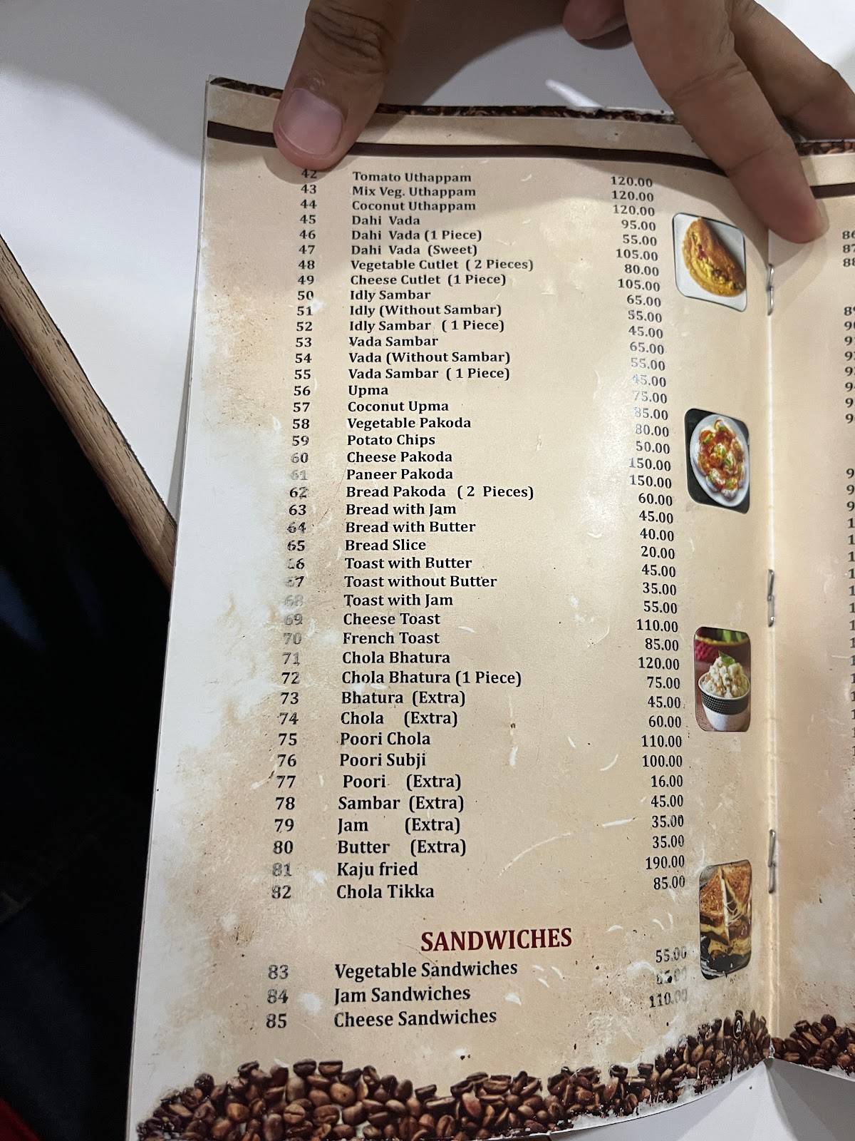 Menu at Indian Coffee House, Katni, Bargawan