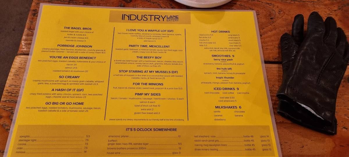 Menu at Industry Lane Eatery cafe, Alexandra
