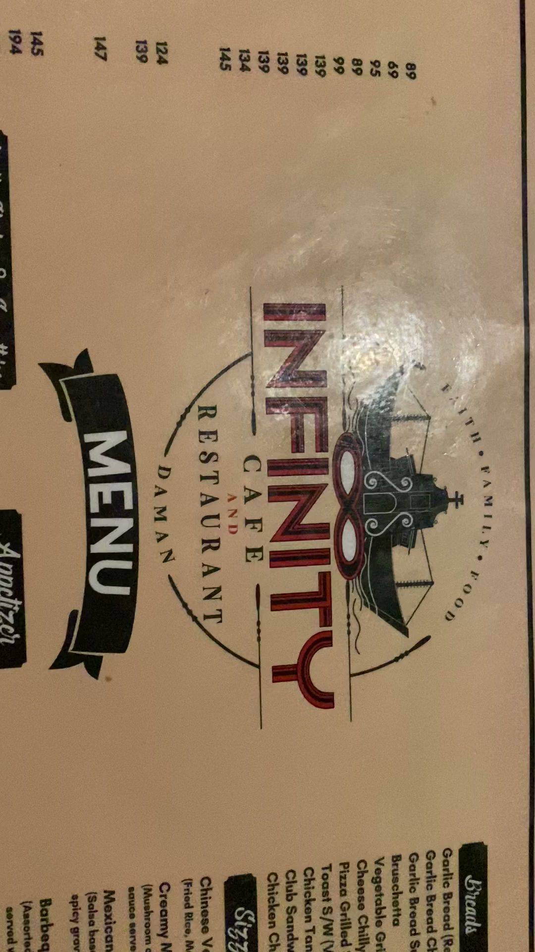 Menu at Infinity Café & Multi-Cuisine, Daman
