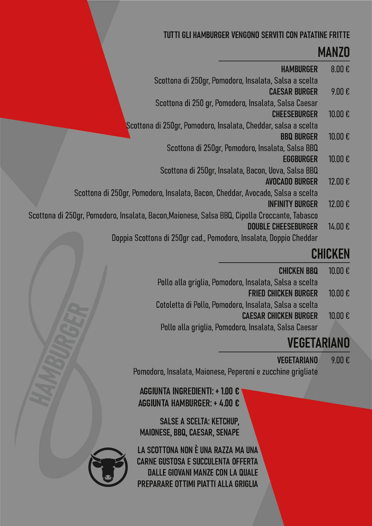 Menu at Infinity Restaurant, Milan