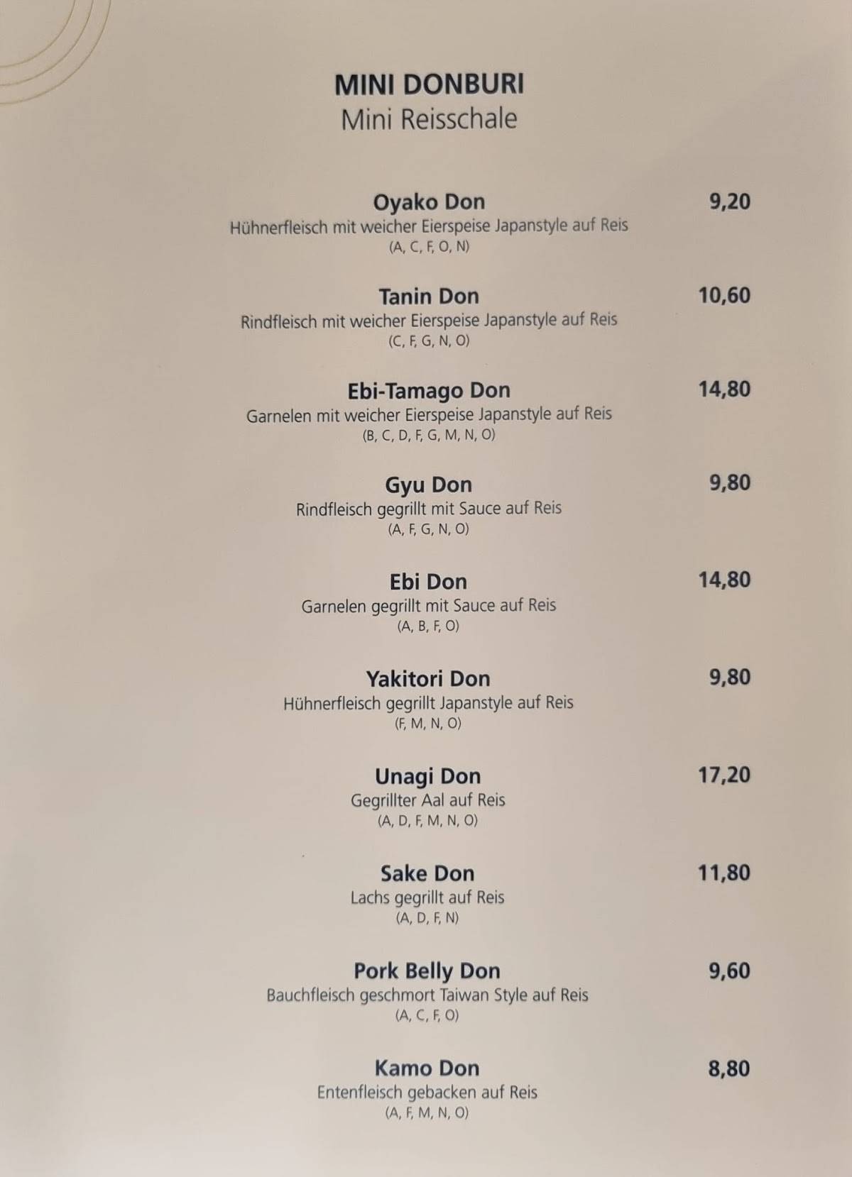 Speisekarte von Umaya restaurant, Innsbruck