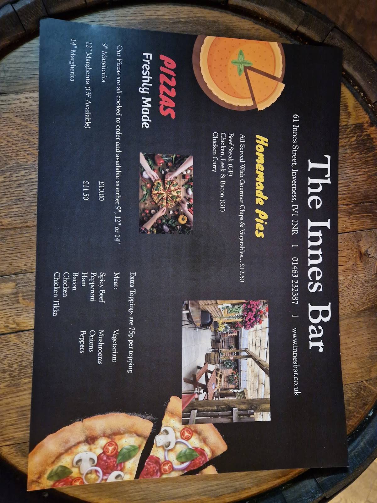 Menu at Innes Bar, Inverness