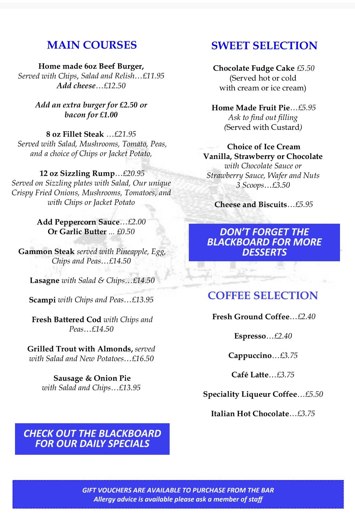 Menu at Sorrel Horse Inn pub & bar, Ipswich