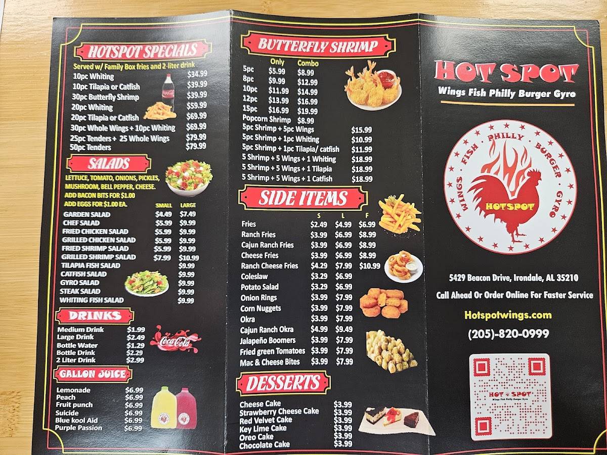 Menu at HotSpot Irondale pub & bar, Irondale, Beacon Dr