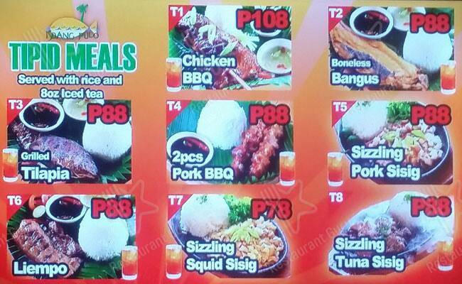 Menu at Isdang Pulo restaurant, Makati
