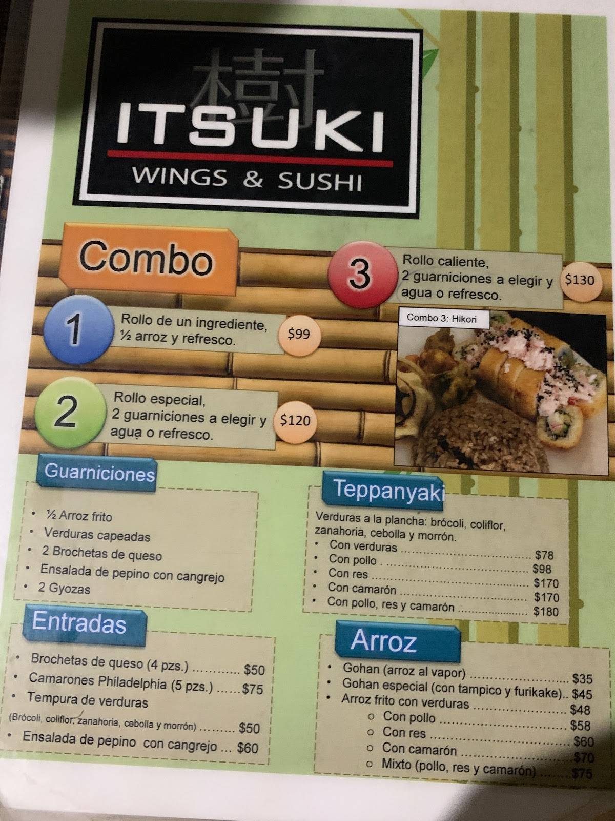 Carta del restaurante Itsuki comida japonesa y alitas, Apodaca, Miguel ...
