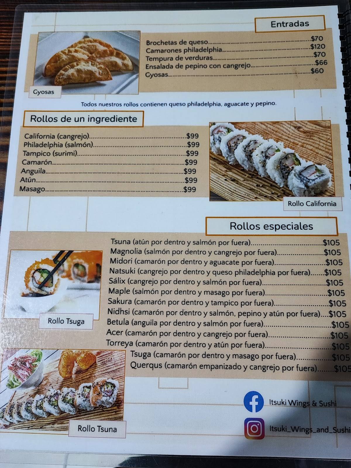 Carta del restaurante Itsuki comida japonesa y alitas, Apodaca, Miguel ...