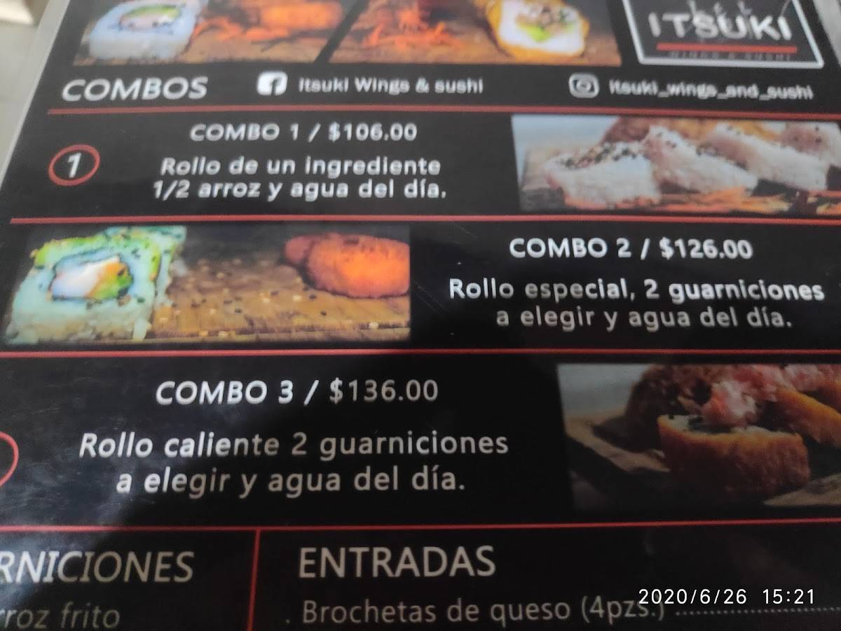 Carta del restaurante Itsuki comida japonesa y alitas, Apodaca, Miguel ...