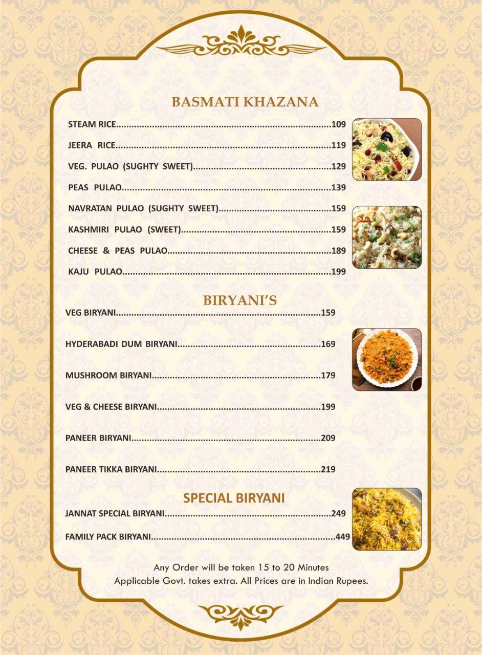 Menu at JANNAT CAFE & RESTAURANT, Jhusi