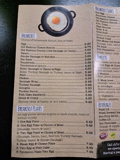 Menu at JJ's Kitchen restaurant, Rocky Mount