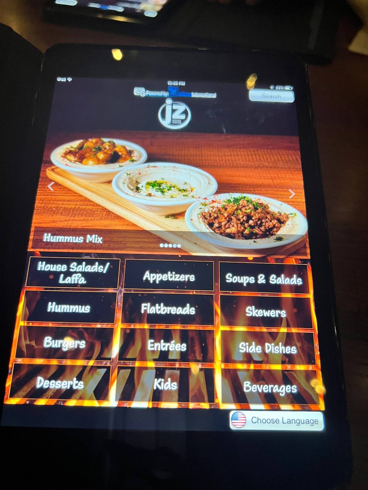Menu at JZ Steakhouse, Hollywood