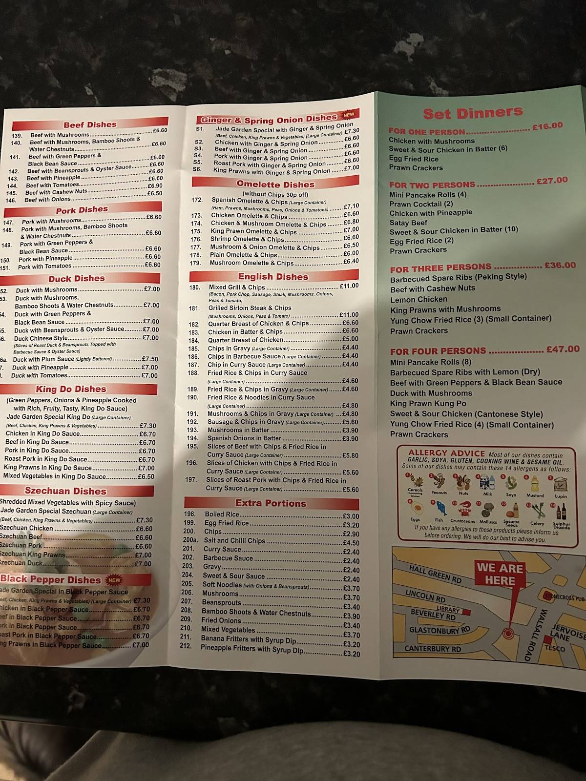 Menu at Jade Garden fast food, West Bromwich, 120 Beverley Rd