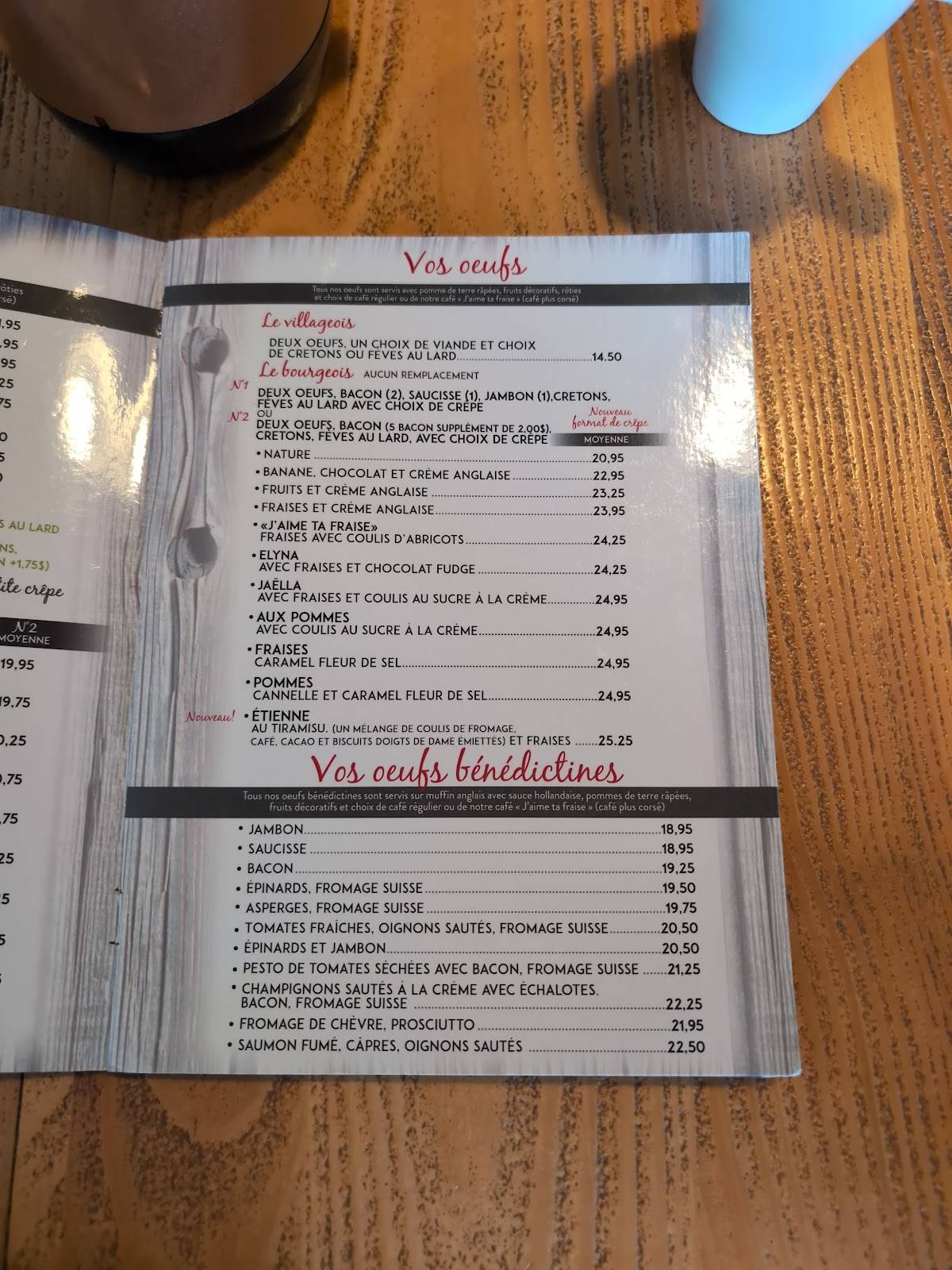 Menu at J'aime Ta Fraise restaurant, Sherbrooke, Rue King Ouest