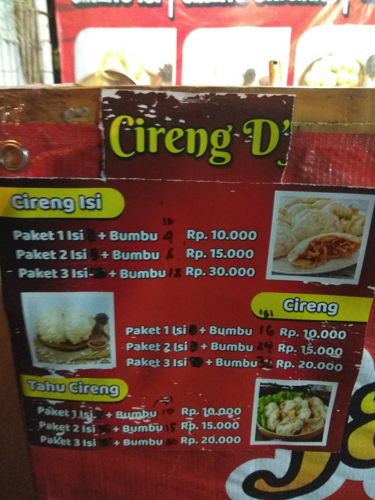Menu at Jajanan DK restaurant, Bandung