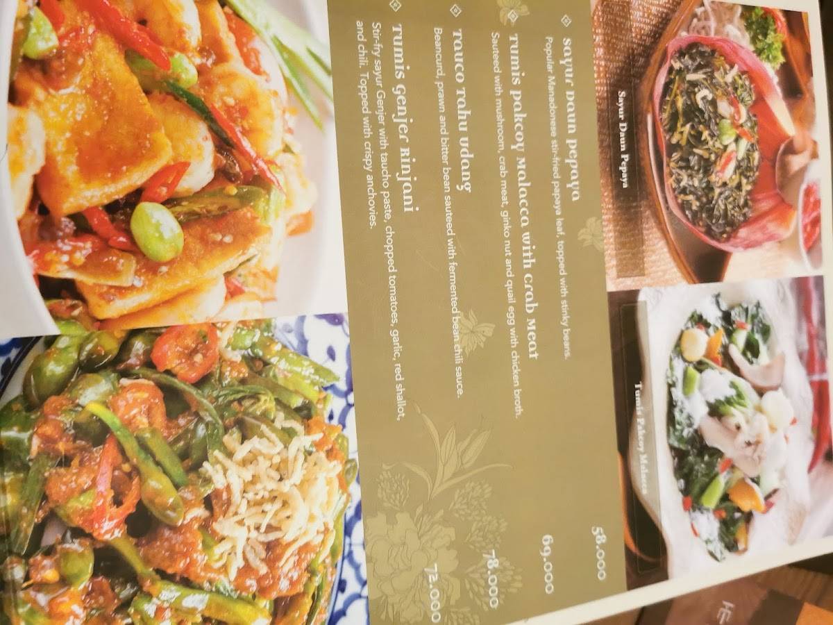 Menu at Seribu Rasa restaurant, Jakarta, Plaza Indonesia