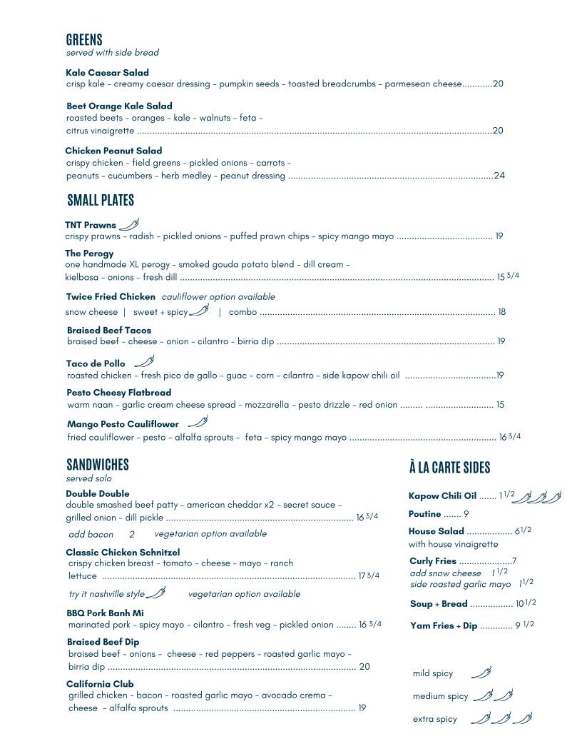 Menu at James Ave Pumphouse Food & Drink pub & bar, Winnipeg