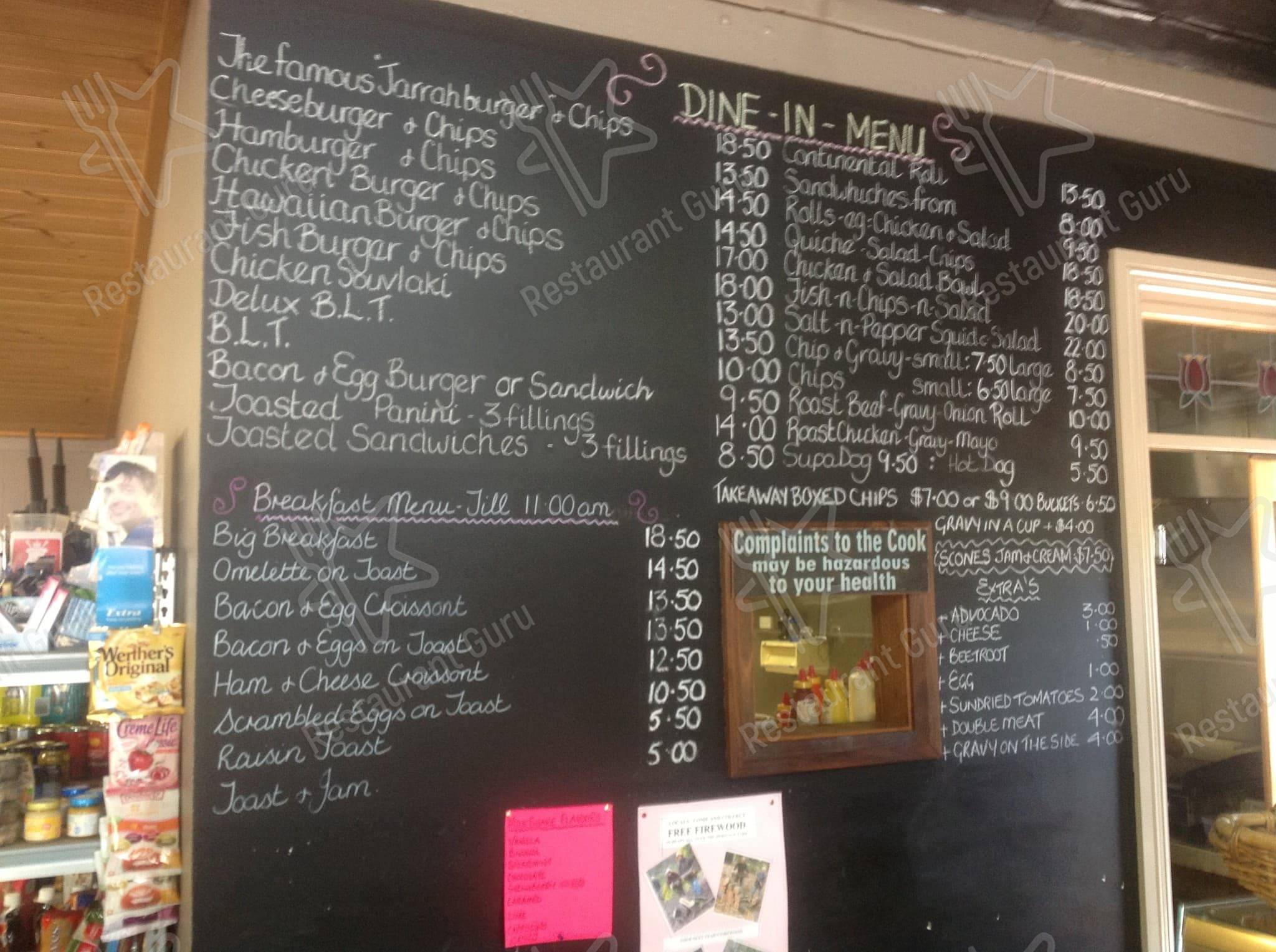 Menu at 701 kitchen Jarrahdale General Store cafe, Jarrahdale