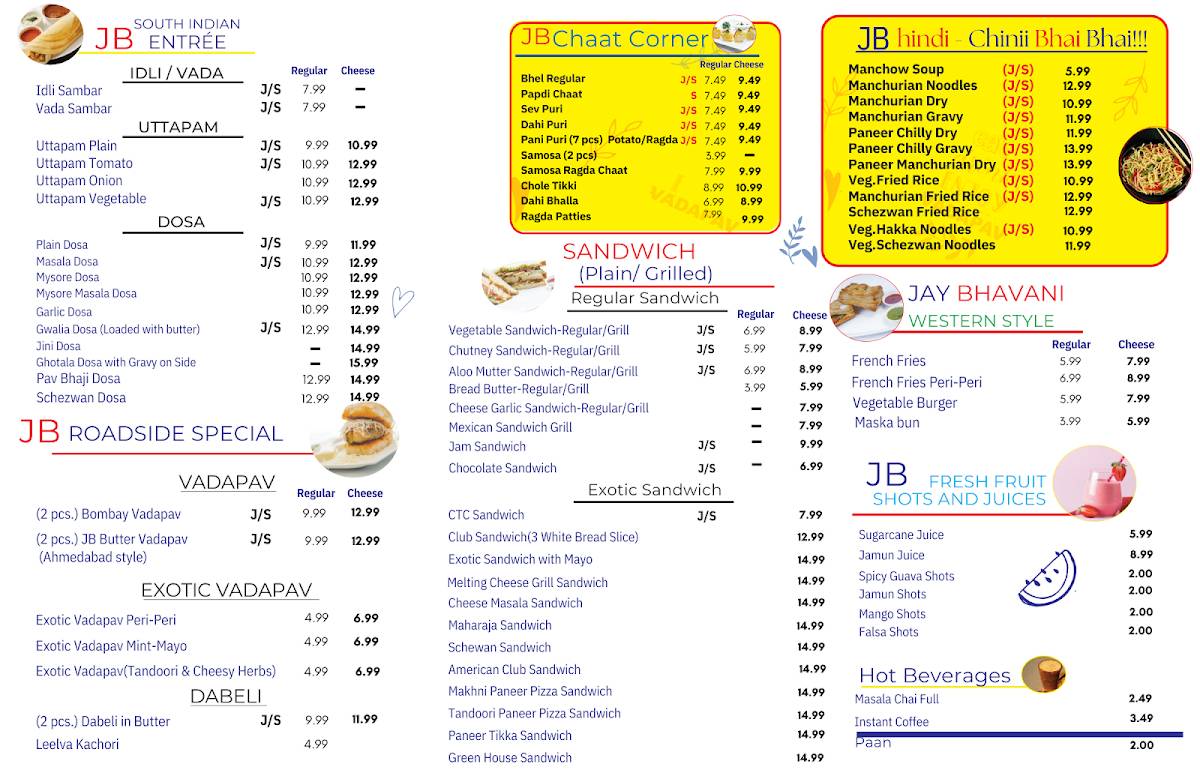 Menu at Jay Bhavani - Indian Vegetarian Restaurant, Houston
