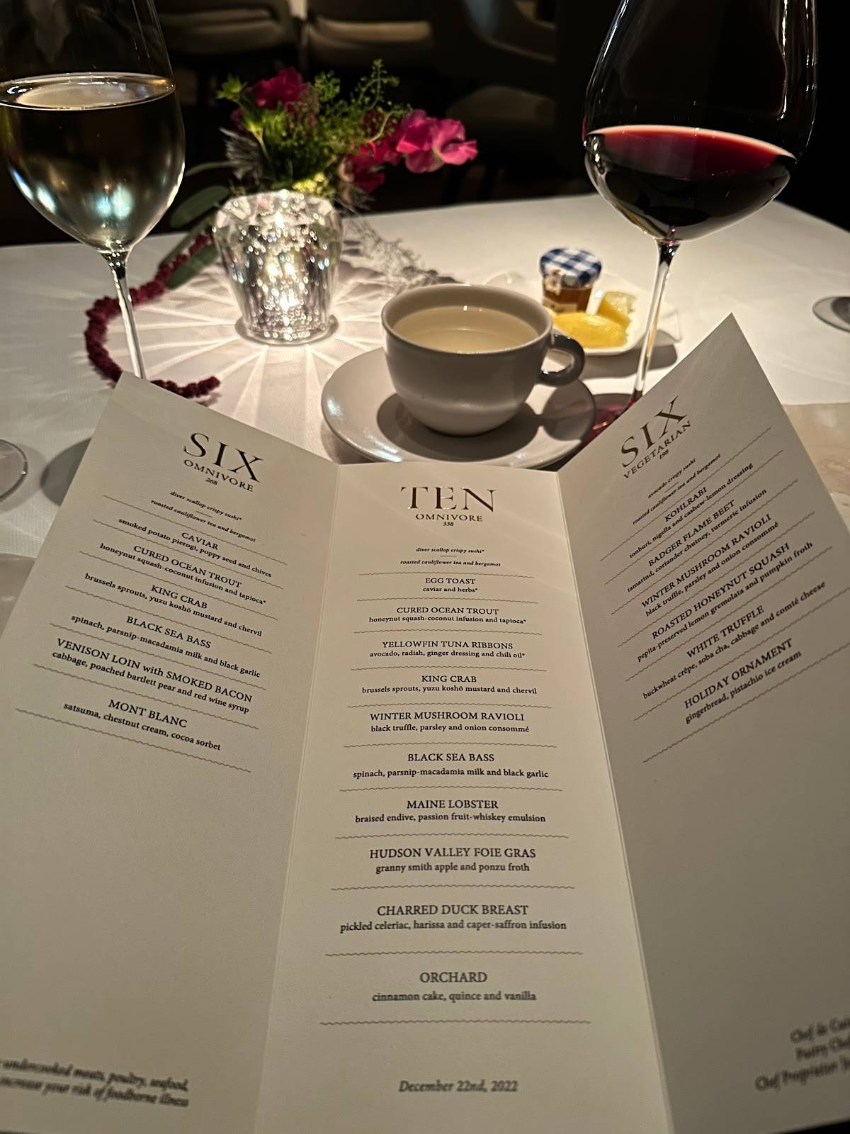 Menu at Jean-Georges restaurant, West New York, 1 Central Park W