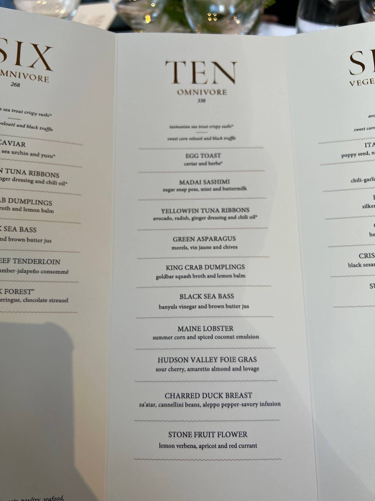 Menu at Jean-Georges restaurant, West New York, 1 Central Park W