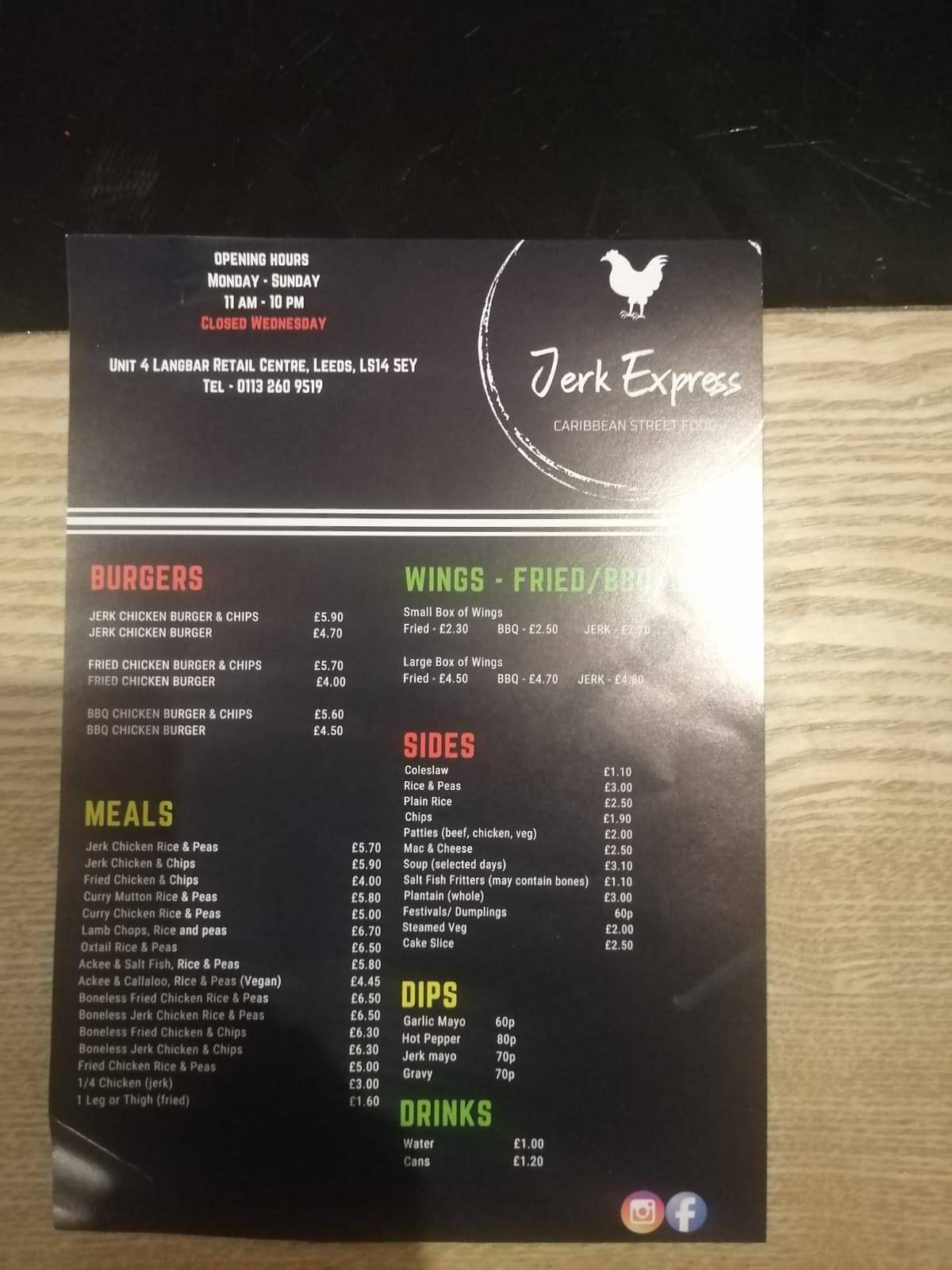 Menu at Jackie Chan / Pizza Pan, Leeds