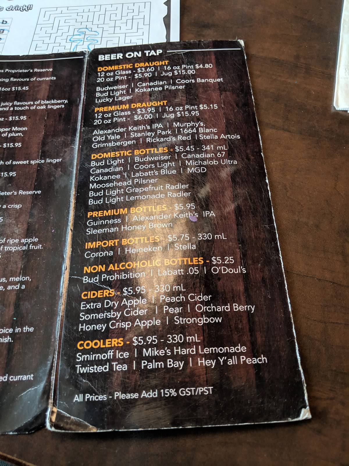 Menu at Jimmy J'S Grill restaurant, Chilliwack