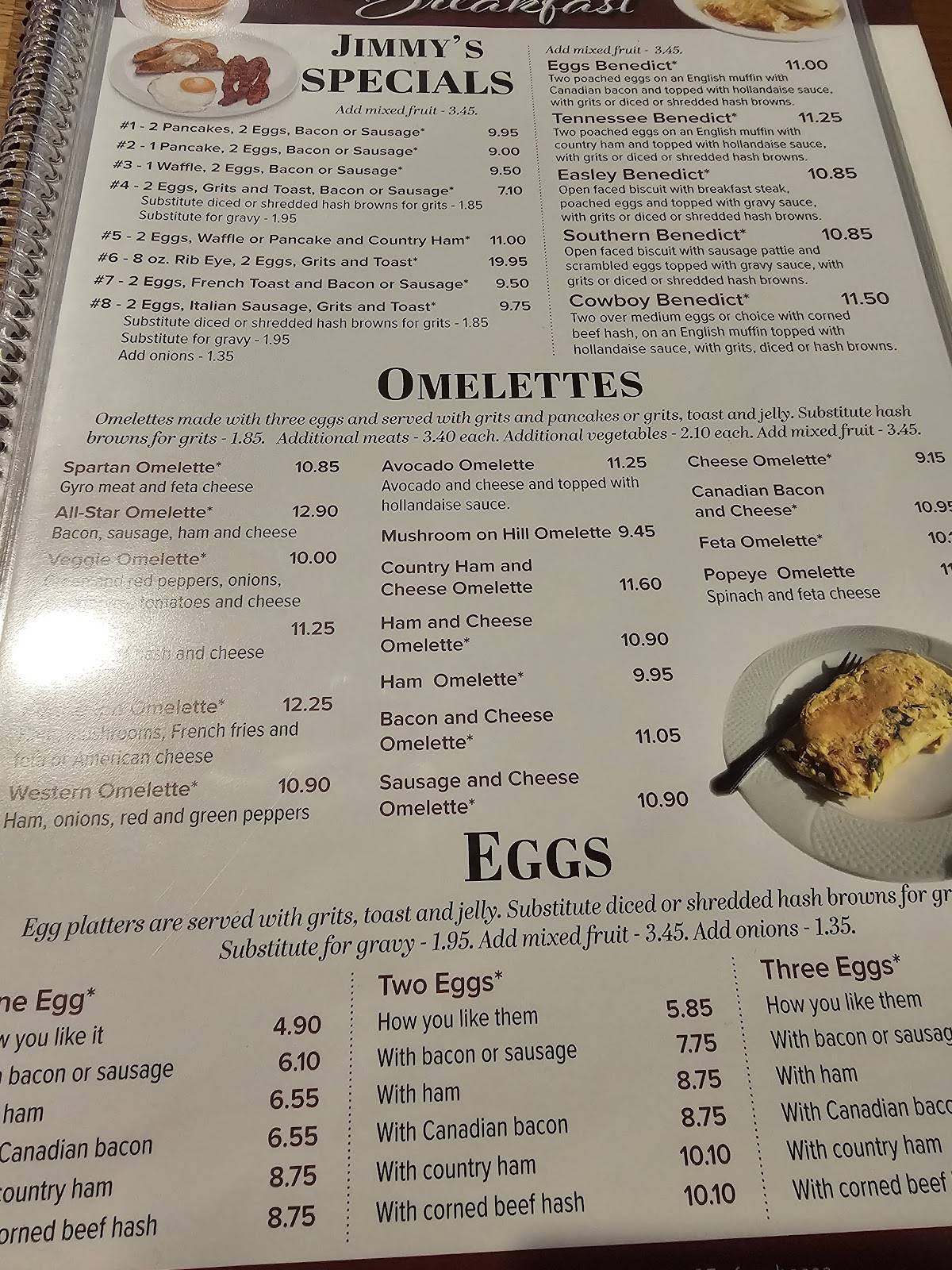 Menu at Jimmy's Family Restaurant, Easley