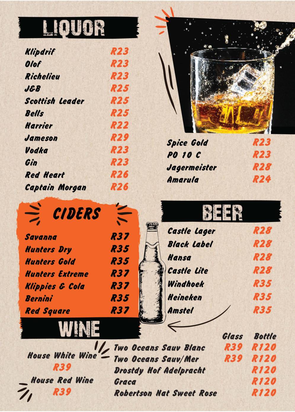 Menu at Jitters Butchery & Takeaway restaurant, Middelburg