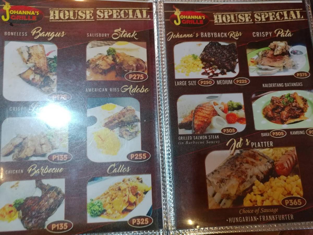 Menu at Johanna's Grille - Bauan restaurant, Bauan, Manghinao Proper