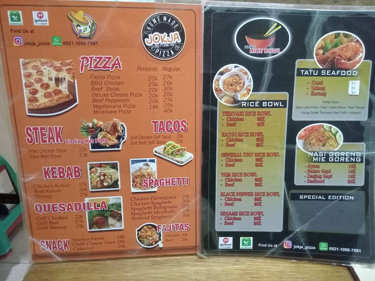 Menu at Jokja Pizza restaurant, Bojong Nangka