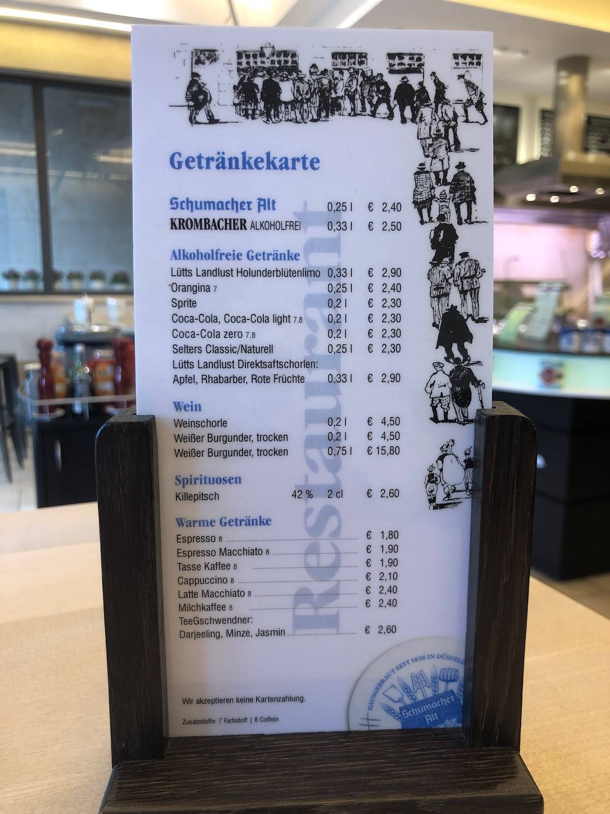 Menu at Josef Dauser GmbH restaurant, Düsseldorf, Ulmenstraße 118